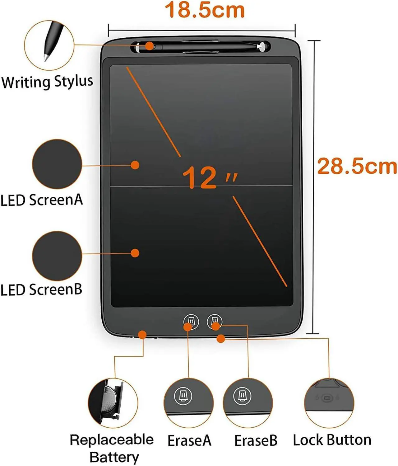 Lcd Writing Tablet,Yushang12Inchthe Newest Partition Erase Lcd Drawing ...