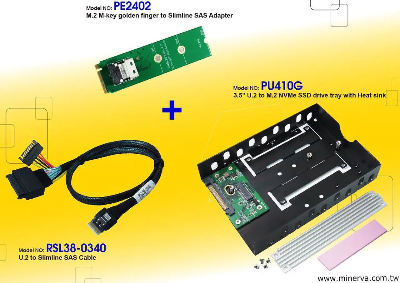 Innocard M.2 M-key to Slimline SAS Adapter with U.2 to Slimline SAS ...