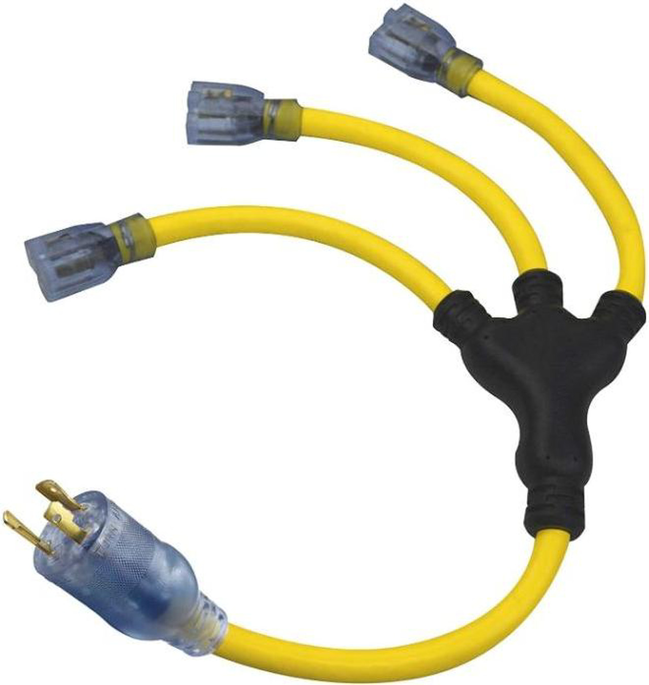 Refurbished: Clear Power 2ft 3 Outlet Extension Cord Adapter Yellow ...