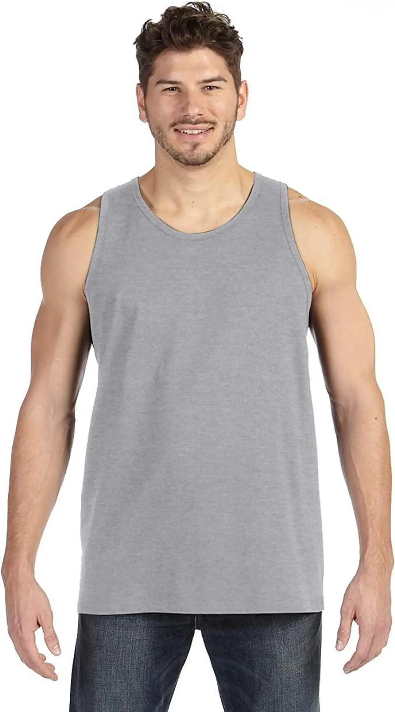 986 Anvil Adult Lightweight Tank Heather Grey S - Newegg.com
