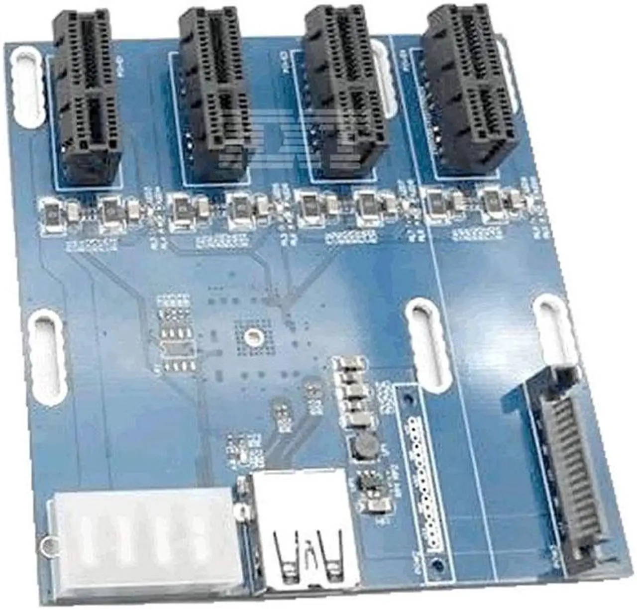 blue PCIe 1 to 4 PCI express 1X slots Riser Card Mini ITX to external 4 ...