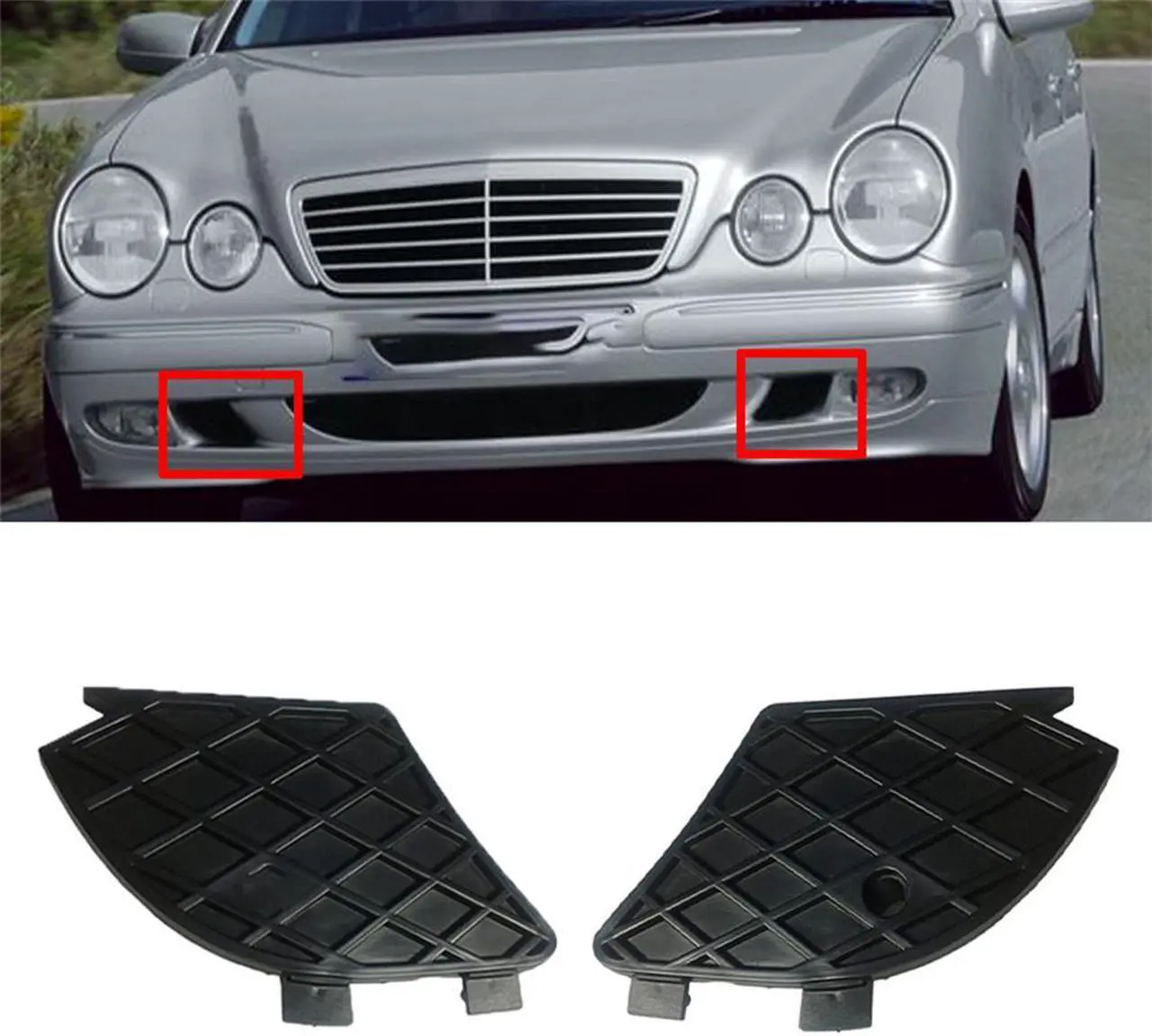 Left & Right Front Bumper Cover Grille For Mercedes-Benz E-Class W210 ...