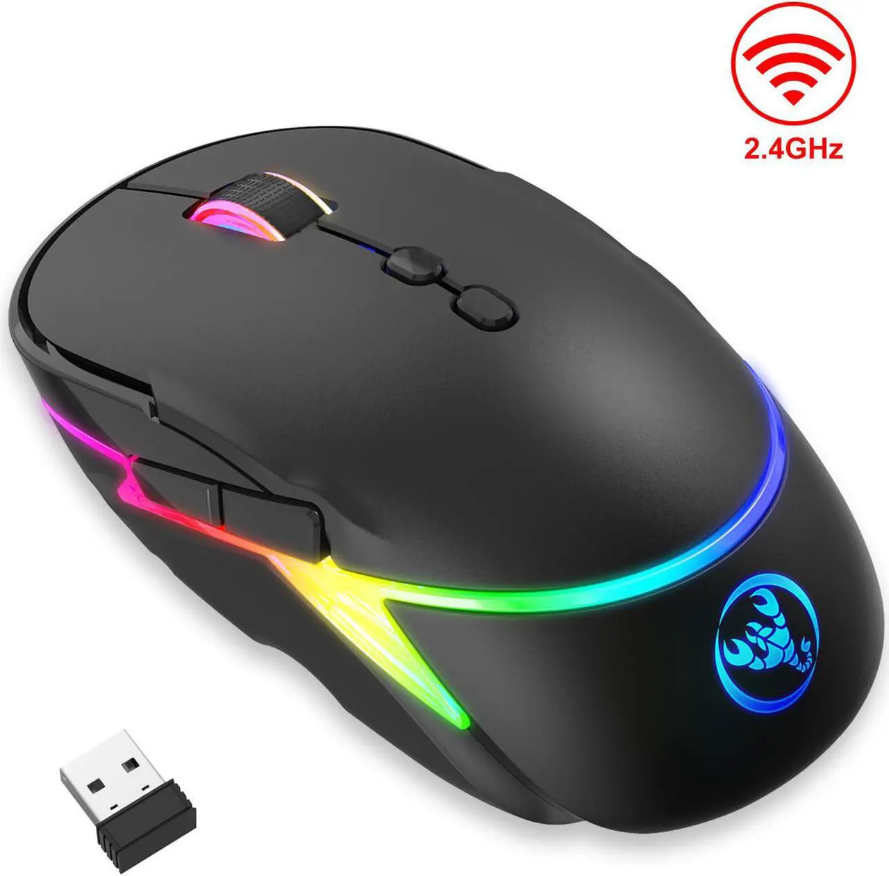 HXSJ T200 2.4G 3200dpi Adjustable 7-Keys RGB Light Wireless Mouse - Newegg.com