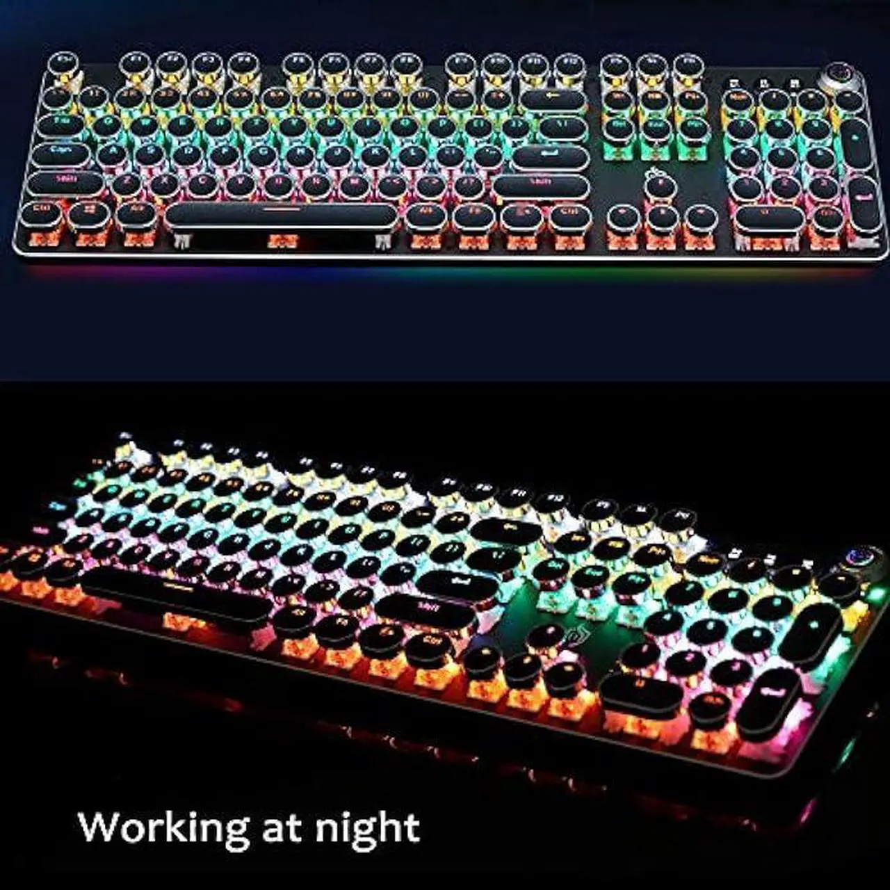 K820 Retro Steampunk Gaming Mechanical Keyboard-Blue Switch-RGB LED ...