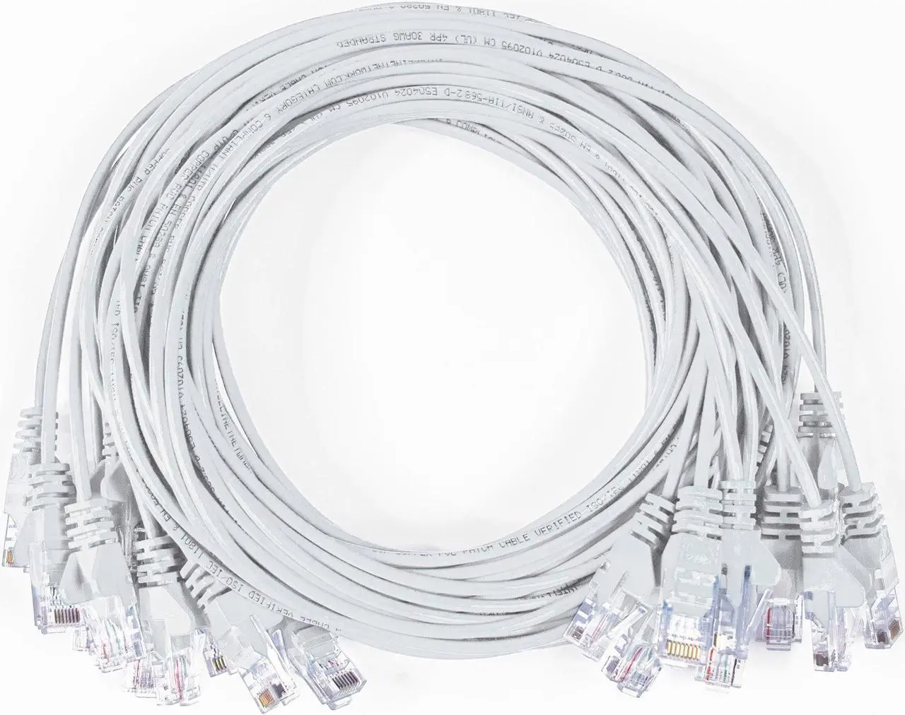 Intellinet Cat6 U/UTP Slim Network Patch Cable, 10 ft., White, 10-Pack, 10G, 250 MHz, 100% ...