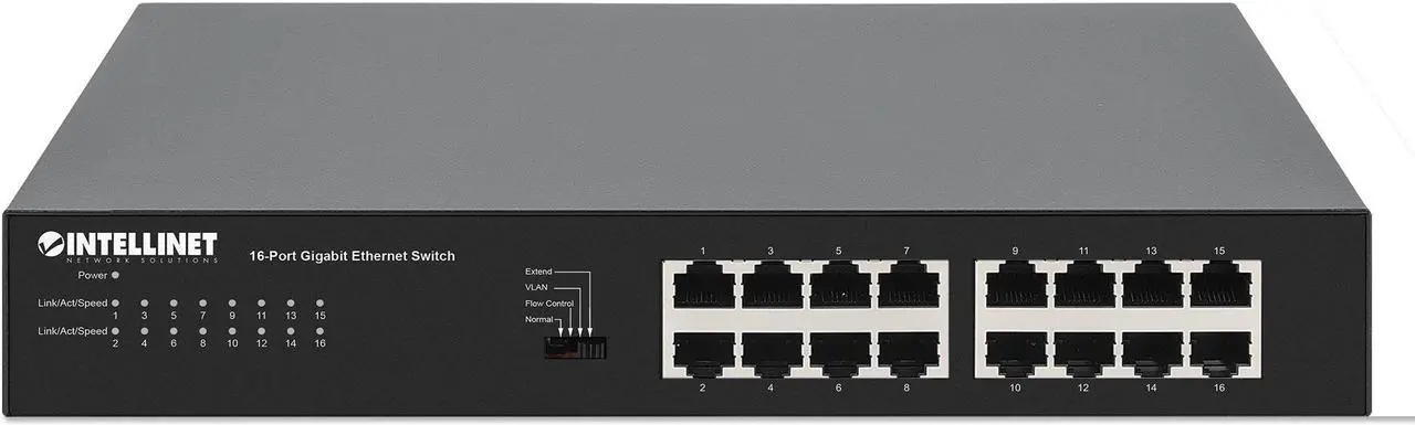 Intellinet 16-Port Gigabit Ethernet Switch, 16 x 10/100/1000 Mbps RJ45 ...