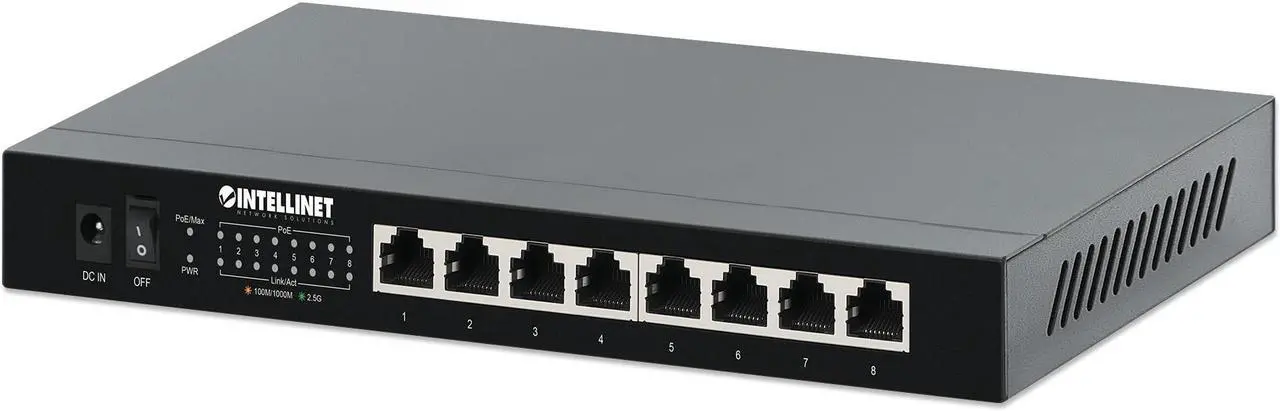 Intellinet 8-Port 2.5G Ethernet PoE+ Switch, Eight 10/100/1000/2500 ...