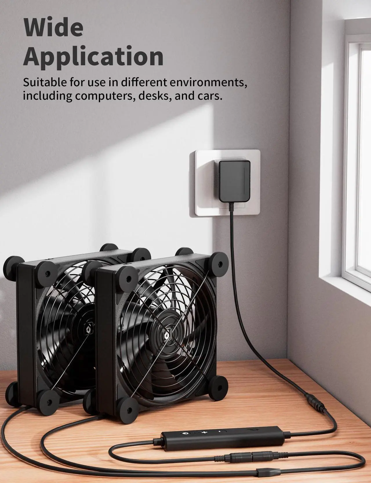 upHere 2X120mm DC Fan High Performance Silent Fan with 5 Adjustable ...
