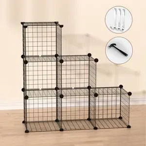 Almaybe Cube Storage Organizer 12 Cubes Stackable DIY Metal Wire Cube Storage Shelf for Closet Organizers and Storage Bookshelf Storage Cubes for Bedroom Living Room Office 11.8 11.8 45Pcs Black Newe...