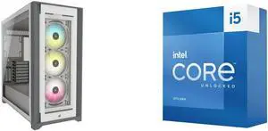 CORSAIR iCUE 5000X RGB Tempered Glass Mid-Tower ATX PC Smart Case White ...