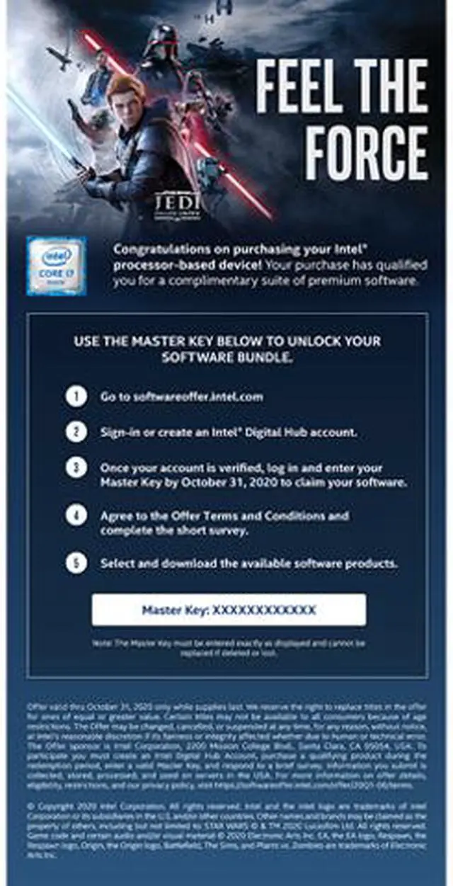 Intel Gift - Feel the Force (Redemption Expiration Date 10/31/20 ...