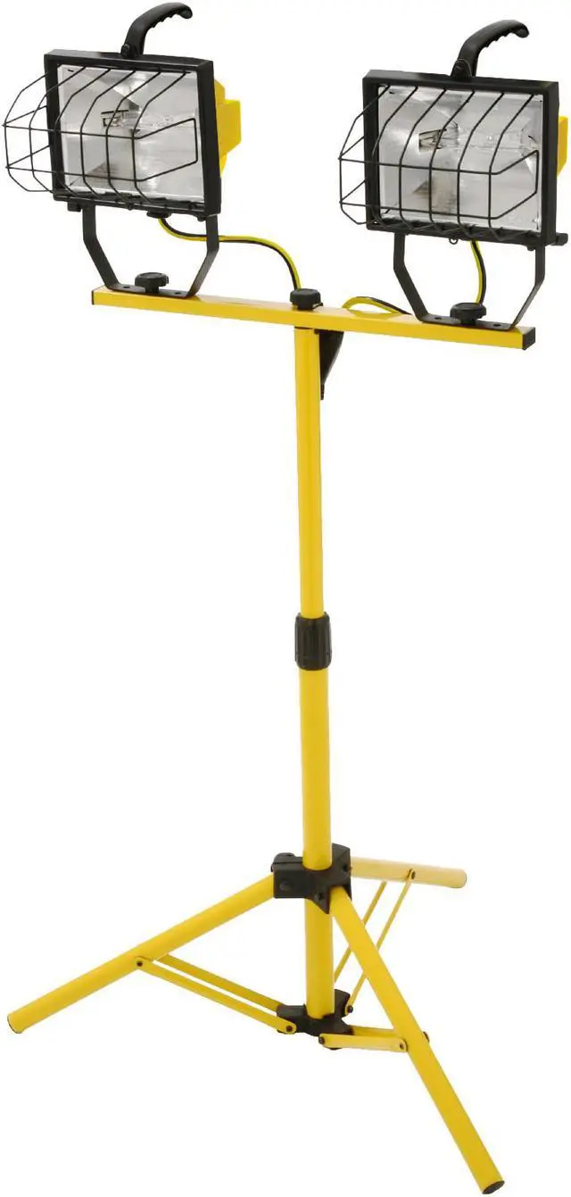 Designers Edge Safety Yellow Two 500 Watt Portable Halogen Work Light ...