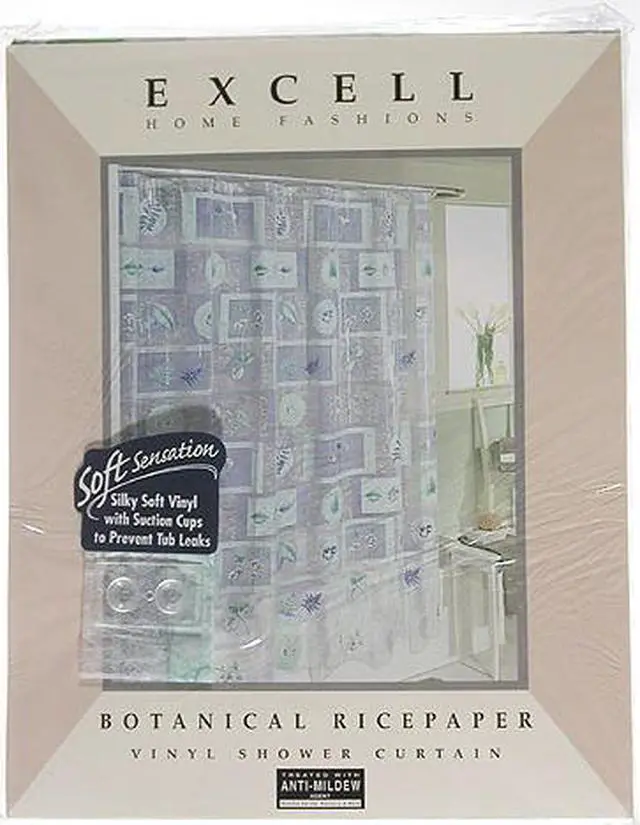 Excell 1ME-40O-658-990 Botanical Rice Paper Vinyl Shower Curtain ...