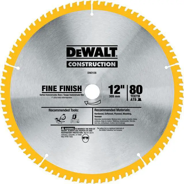 Dewalt DW3128 12" 80T Fine Finish Circular Saw Blade - Newegg.com