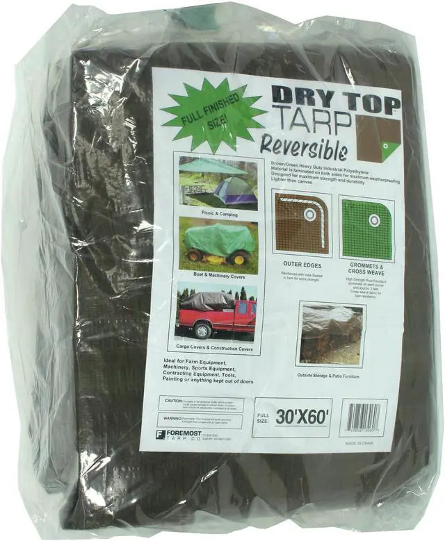 Dry Top Tarpaulins 13060 30' X 60' Brown & Green Dry Top Reversible ...