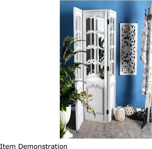 UMA Enterprises 301482 Wood / Mirror 3 Panel Screen, 47"W, 71"H ...