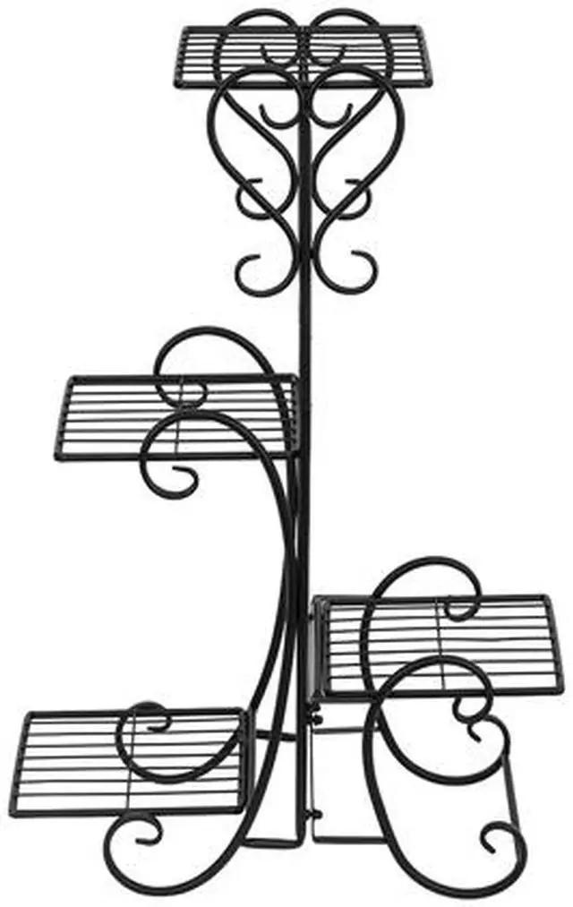 4 TIER Metal Shelves Frame Flower Pot Plant Stand Display Indoor ...