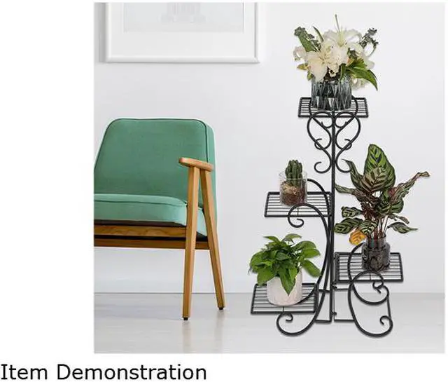 4 TIER Metal Shelves Frame Flower Pot Plant Stand Display Indoor ...