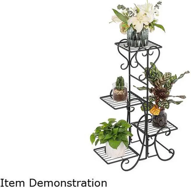 4 TIER Metal Shelves Frame Flower Pot Plant Stand Display Indoor ...