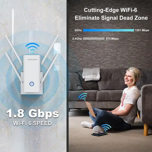 Wavlink AX1800 WiFi 6 Mesh WiFi Range Extender, Dual Band Wireless ...