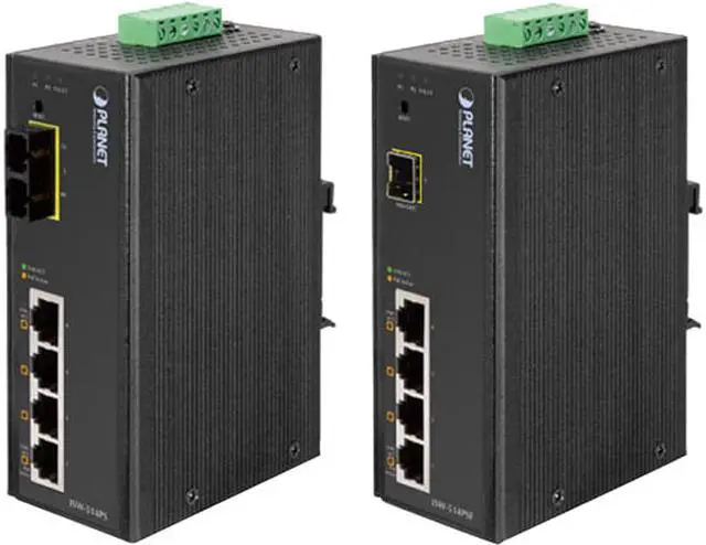 PLANET ISW-514PSF IP30 Web / Smart POE Industrial Fast Ethernet Switch 4-Port 10/100 Base-TX + 1 ...