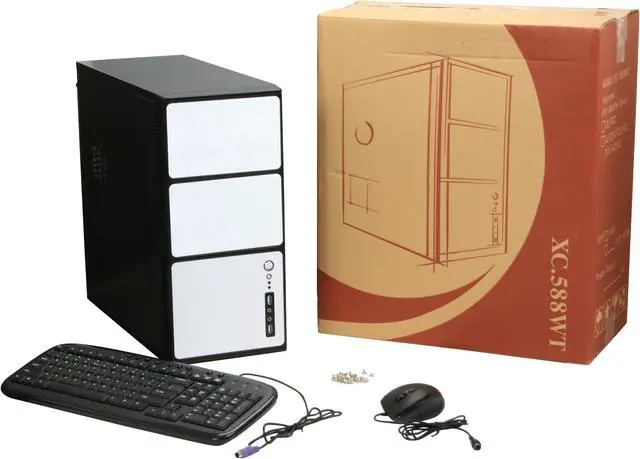 ATOP AT-AP588BK-KM Black / Silver Computer Case w/Black color keyboard ...