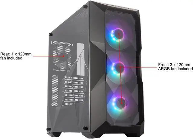 Cooler Master MasterBox TD500 Black ATX Mid Tower with 3D Diamond-Cut ...