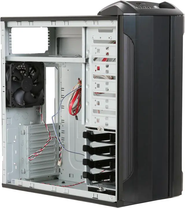 HEC Optimus Black 0.8 mm Thickness SECC Steel / Aluminum ATX Mid Tower ...