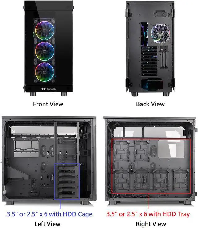 Thermaltake View 91 RGB PLUS Tempered Glass XL-ATX Vertical GPU Modular ...