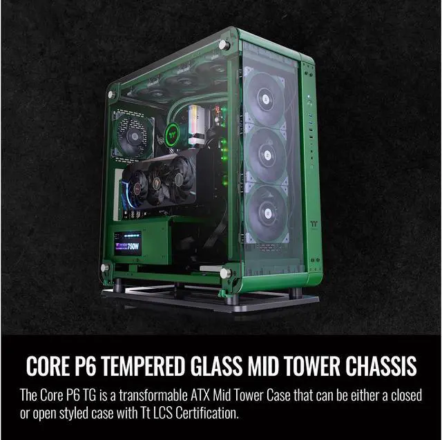 Thermaltake Core P6 TG CA-1V2-00MCWN-00 Racing Green Computer Case ...