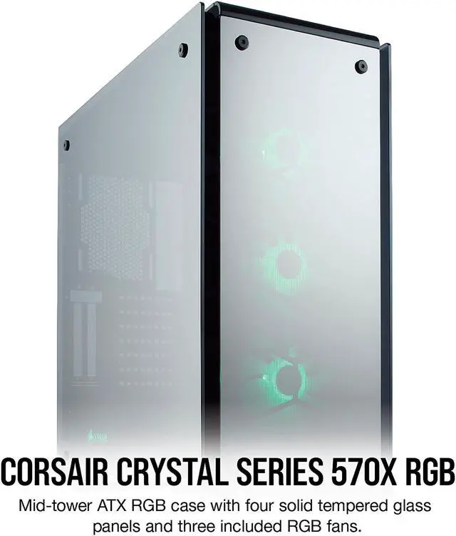 CORSAIR Crystal Series 570X RGB Mirror Black Tempered Glass, Premium ...