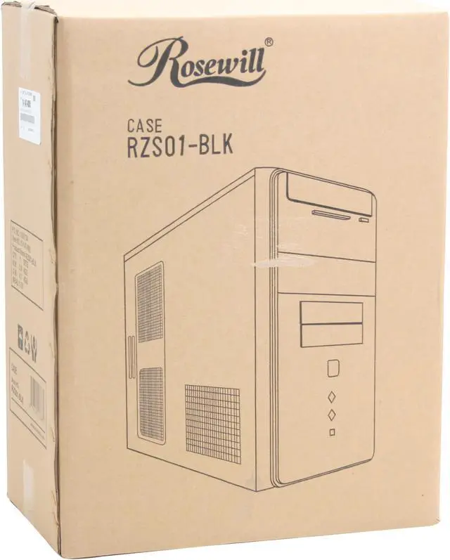 Rosewill RZS01 BLK Black Sturdy SGCC Steel ATX Mid Tower Computer Case ...