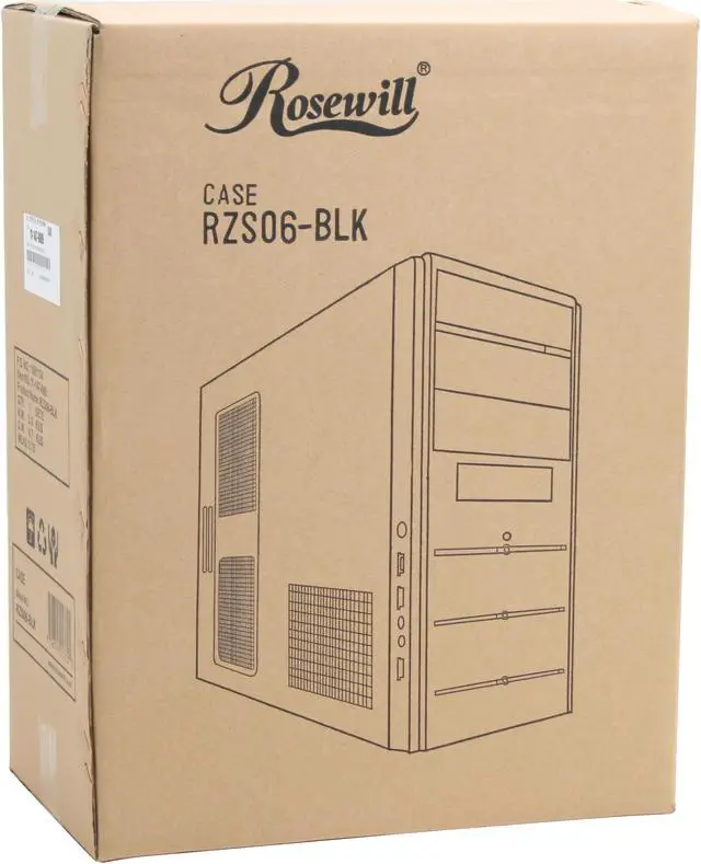 Rosewill RZS06 BLK Black Sturdy SECC Steel ATX Mid Tower Computer Case ...
