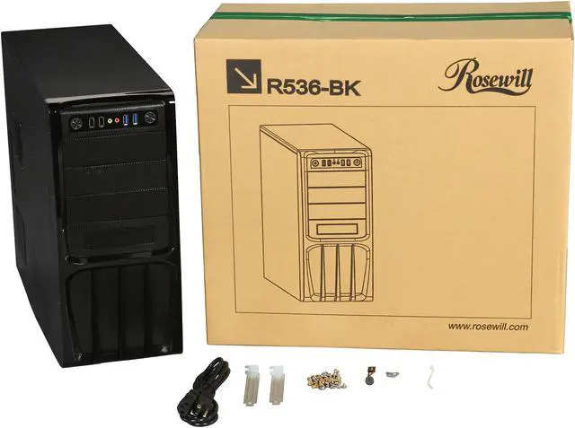 Rosewill - Black, Hot-Dipped Galvanized Steel ATX Mid Tower Computer ...