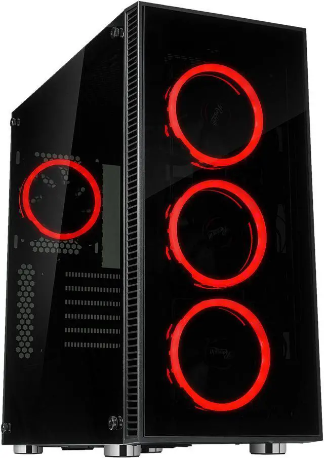 Open Box: Rosewill CULLINAN V500 Red ATX Mid Tower Gaming PC Computer Case with Dual Ring Red ...