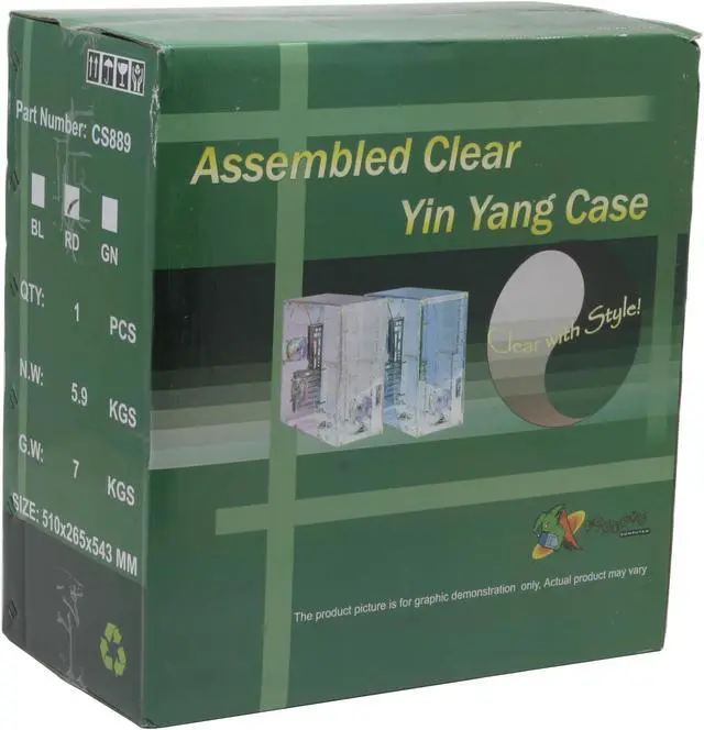 LOGISYS Computer YIN YANG CS889GN Clear/ Green Computer Case Pre ...