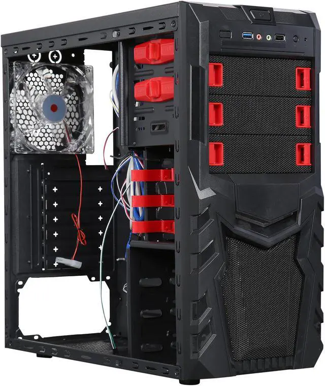 Open Box: LOGISYS Computer CS380RD Black / Red Computer Case - Newegg.com