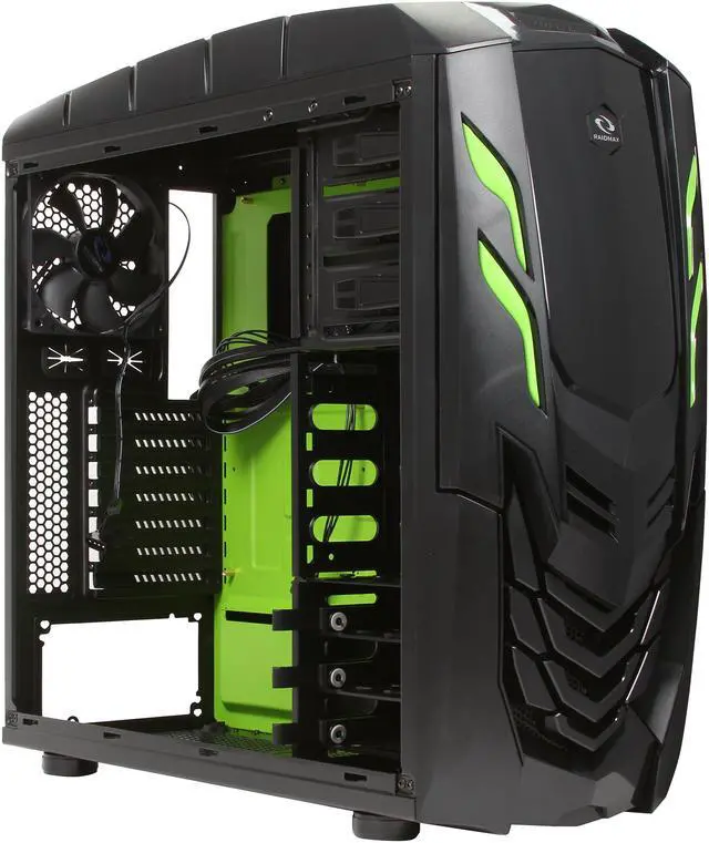 Open Box: RAIDMAX Viper GX ATX-512WBG Black / Green Computer Case ...