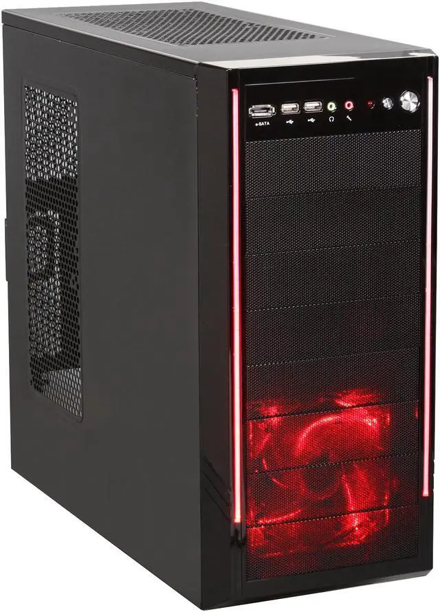 Broadway Com Corp A5938-Series A5938-Red Glossy Black Computer Case ...