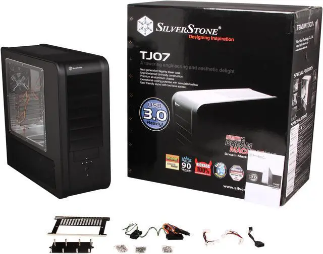 SilverStone Temjin Series TJ07B-W-USB3.0 Black Aluminum ATX Full Tower ...