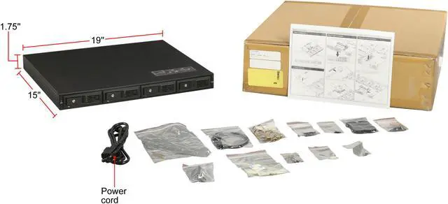 iStarUSA M-140-ITX Black 1U Rackmount 4-Bay Trayless Storage Server ...