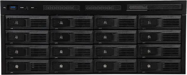 iStarUSA M-4160-ATX Black 4U Rackmount 3.5" 16-Bay Trayless Storage ...