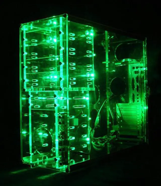 Sunbeam LAC-GT Green 5.0 & 8.0mm thick acrylic panels ATX Mid Tower ...