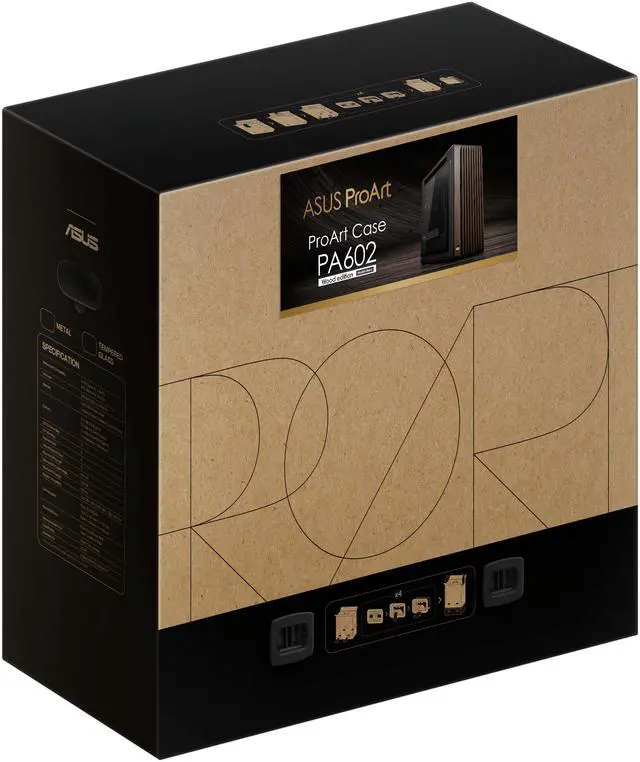 ASUS ProArt PA602 Wood Edition Modern Black E-ATX Mid-Tower Case with ...