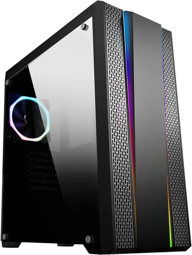 SAMA Proxima-RGB Black Dual USB3.0 Steel/ Tempered Glass ATX Mid Tower ...