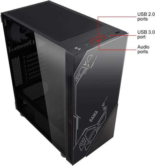 SAMA Sama-G3-ARGB Black USB3.0 Steel/ Tempered Glass ATX Mid Tower ...