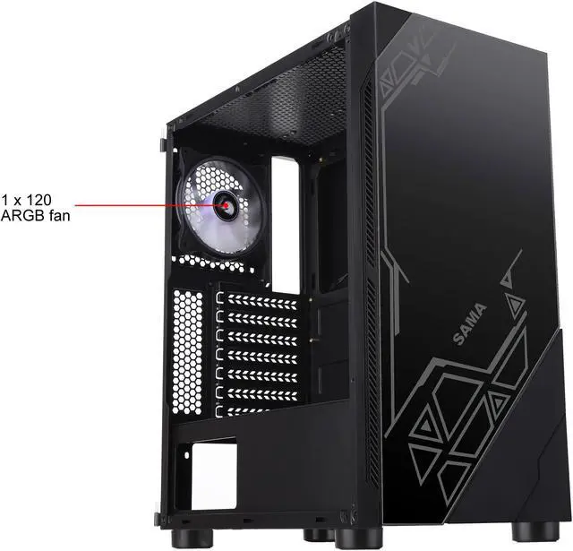 SAMA Sama-G3-ARGB Black USB3.0 Steel/ Tempered Glass ATX Mid Tower ...