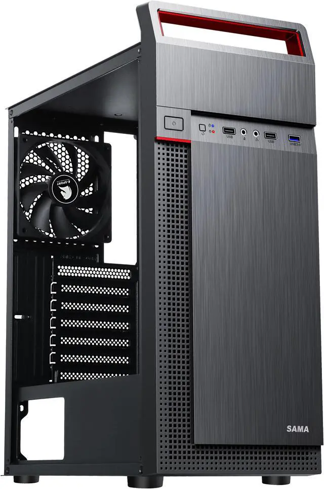 SAMA Sama-S88-BK Black ATX Mid Tower USB3.0 Computer Case w/3 x 120mm Fans (Pre-Installed ...