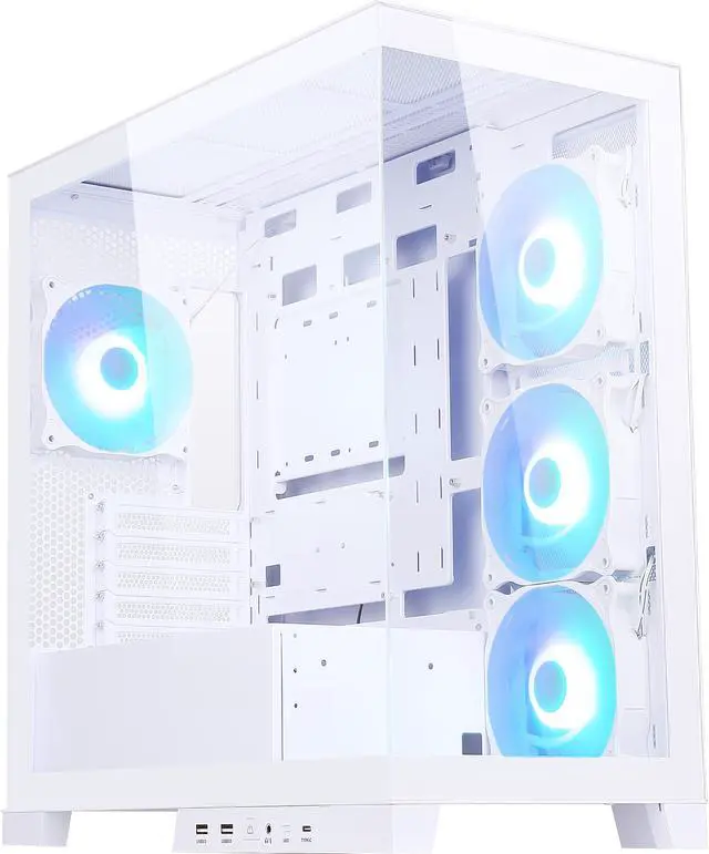 Open Box: Sama AR01-RGB-W White Dual USB3.0 and Type C, Dual Tempered Glass Micro -ATX Tower ...