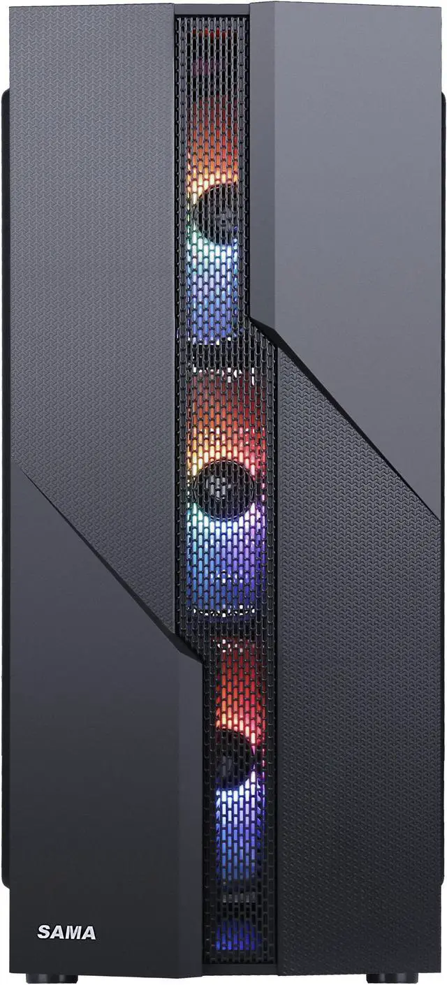 SAMA Sama-M2-BK Black USB3.0 Steel Mid Tower Gaming Computer Case w/ 4 ...